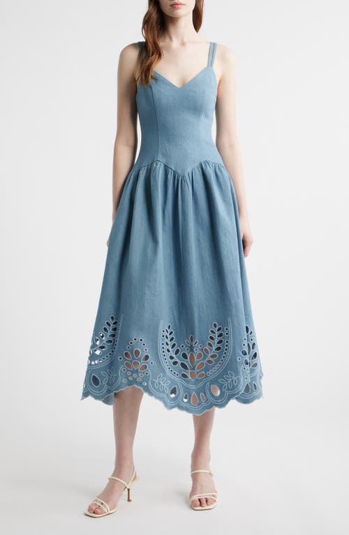 MOON RIVER MOON RIVER Eyelet Detail Sleeveless Midi Dress